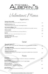 Valentine's Day Menu - Michael Alberini's