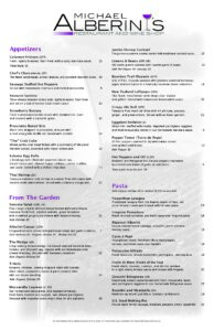 Dinner Menu - Michael Alberini's